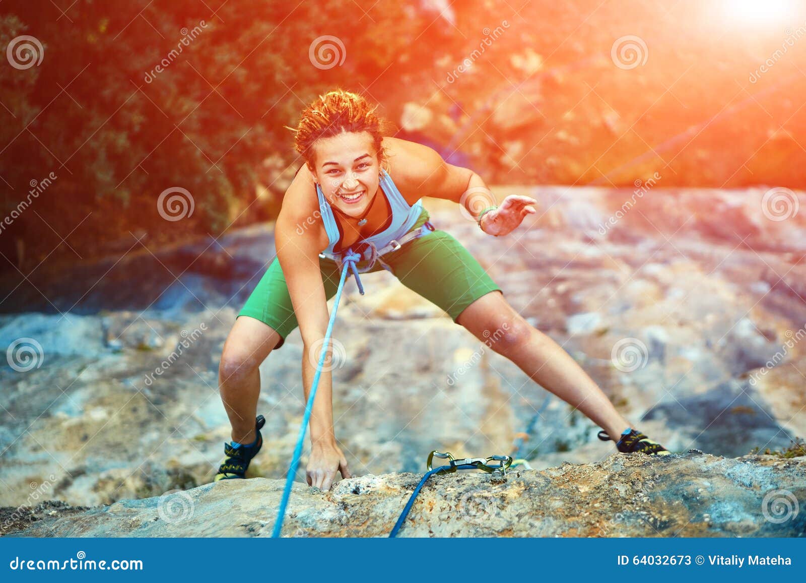 Female rock climber stock image. Image of mountain, rock - 64032673
