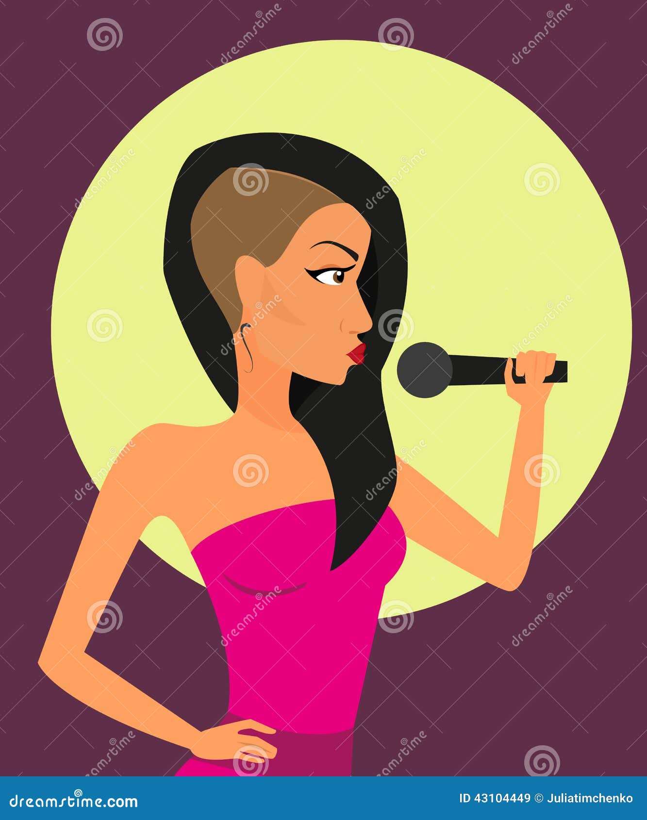 Female Rock Singer with Microphone Stock Vector - Illustration of ...