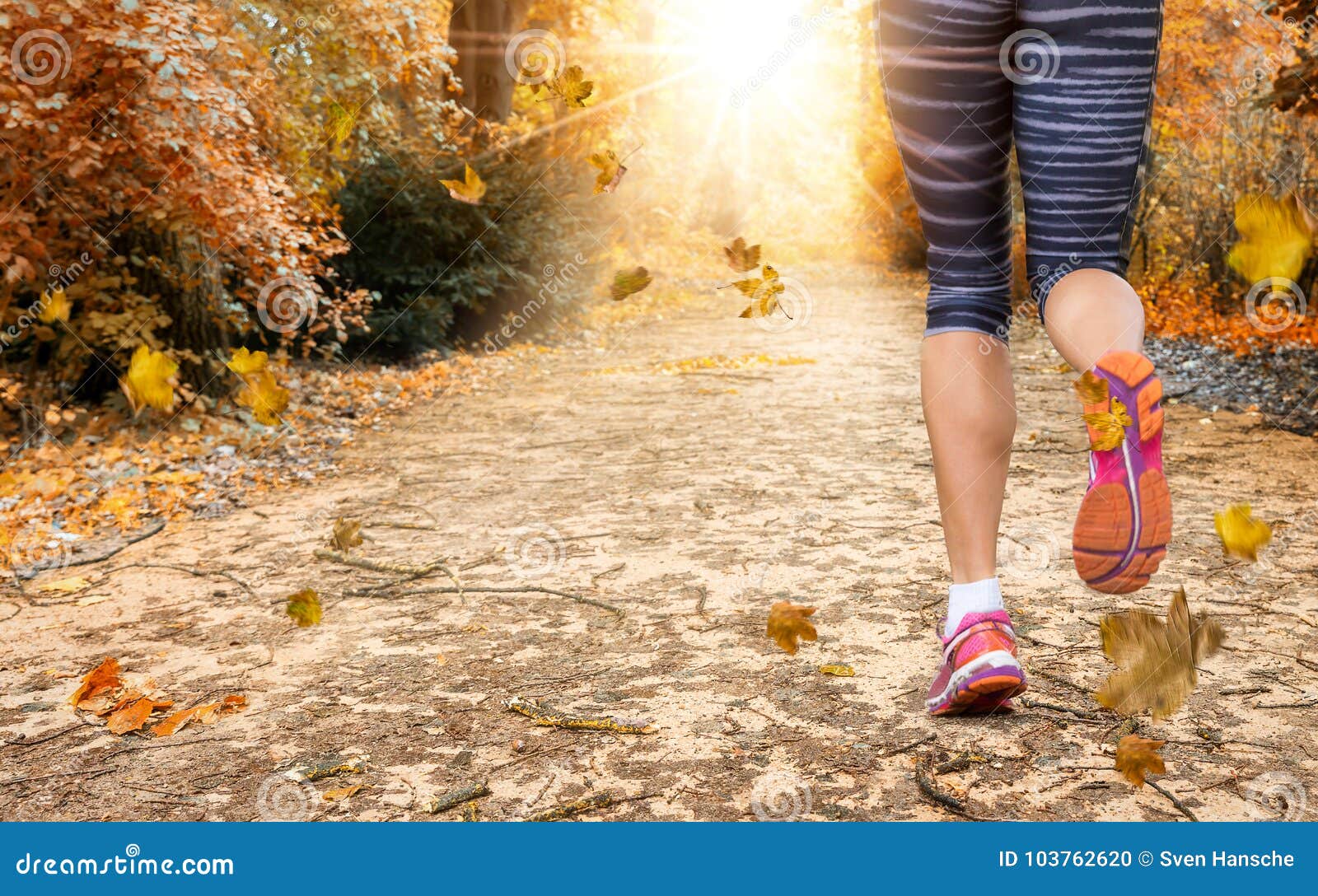 Female Runner in an Fall Landscape Stock Photo - Image of person ...
