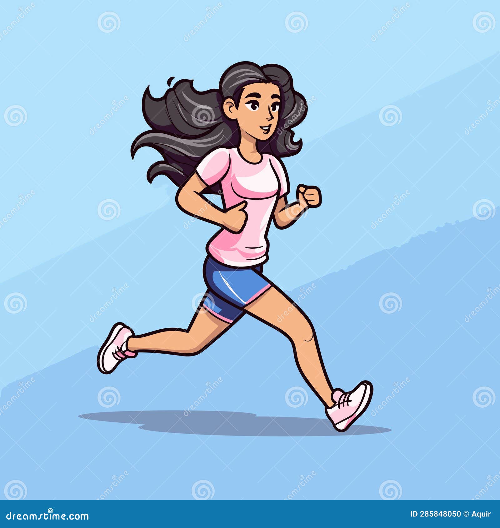 Female Runner Hand-drawn Illustration. Female Runner. Vector Doodle ...