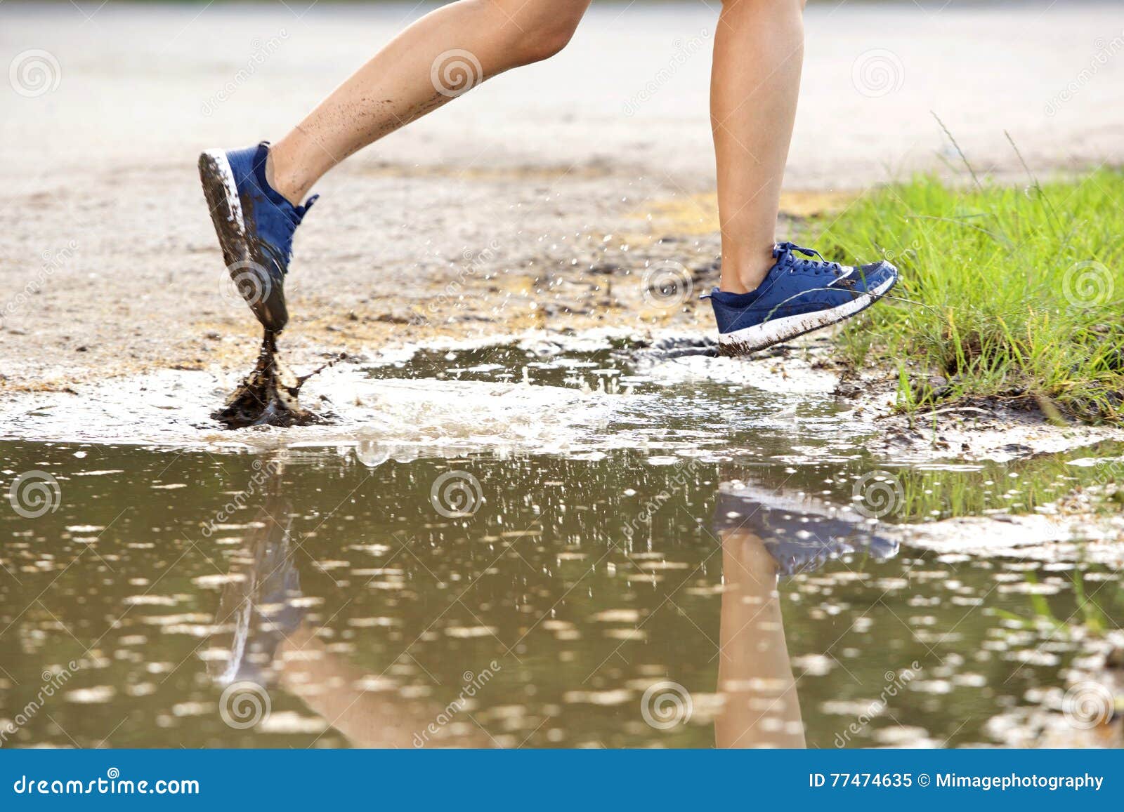 Female Runner Legs Running in Mud Stock Image - Image of path, foot ...