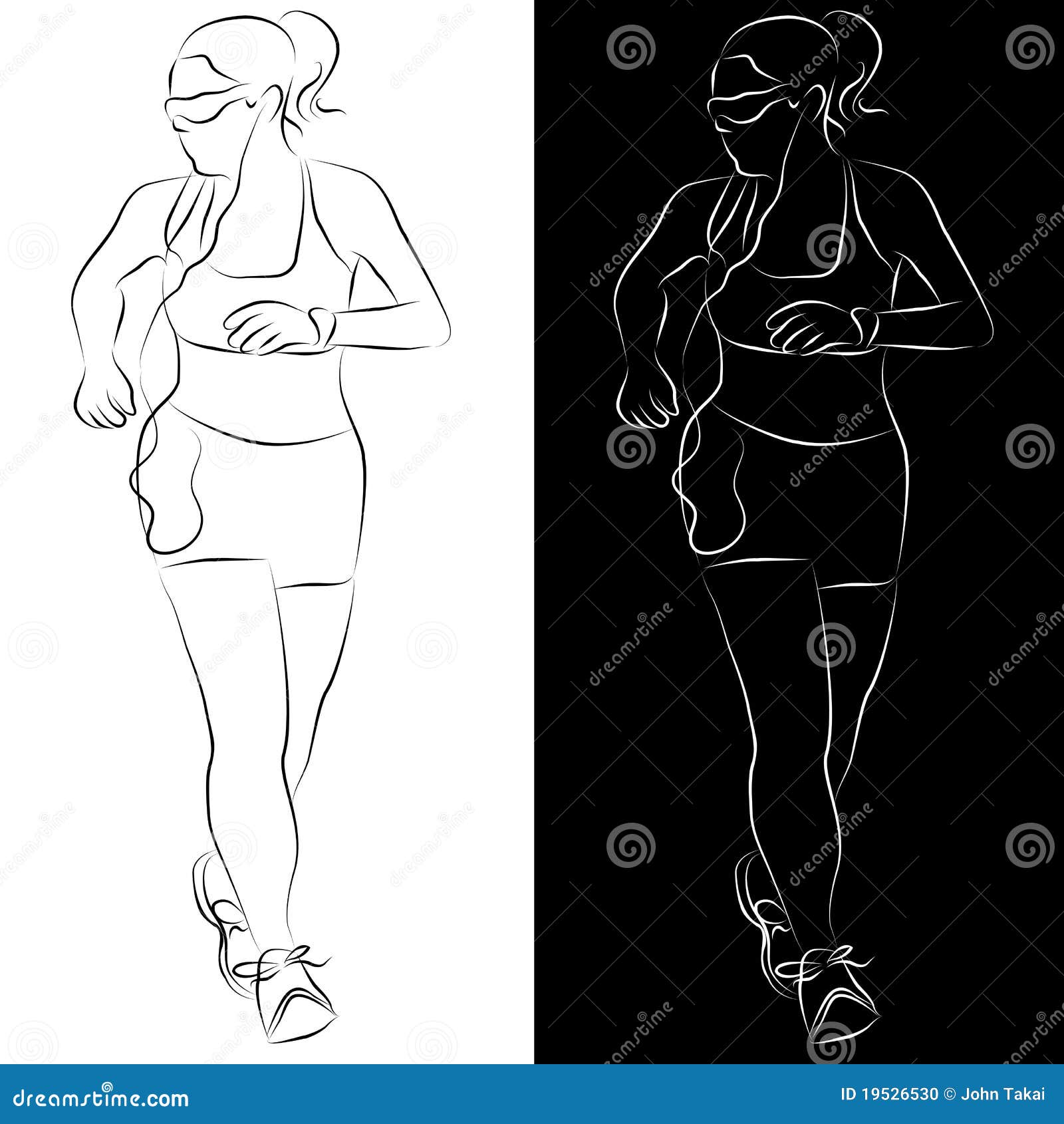 Female Runner Line Drawing stock vector. Illustration of running - 19526530