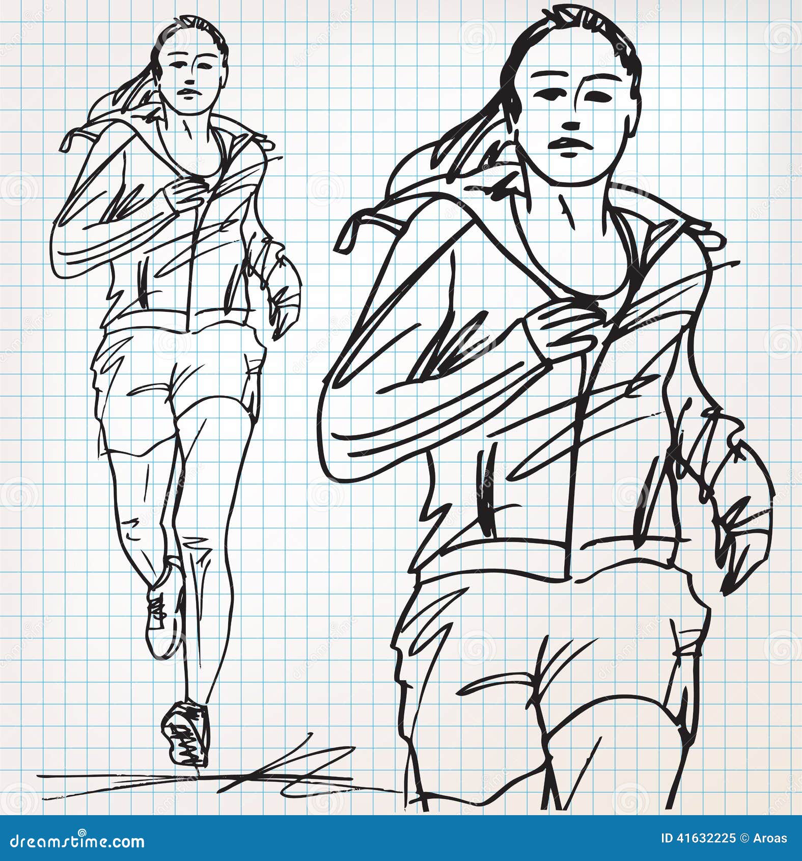 Female Runner Sketch Illustration Stock Vector - Illustration of ...
