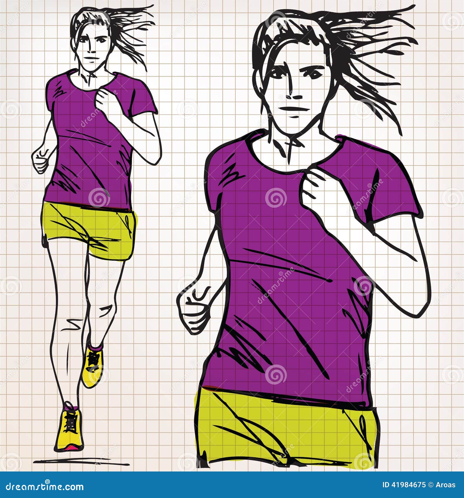 Female Runner Sketch Illustration Stock Vector - Illustration of ...
