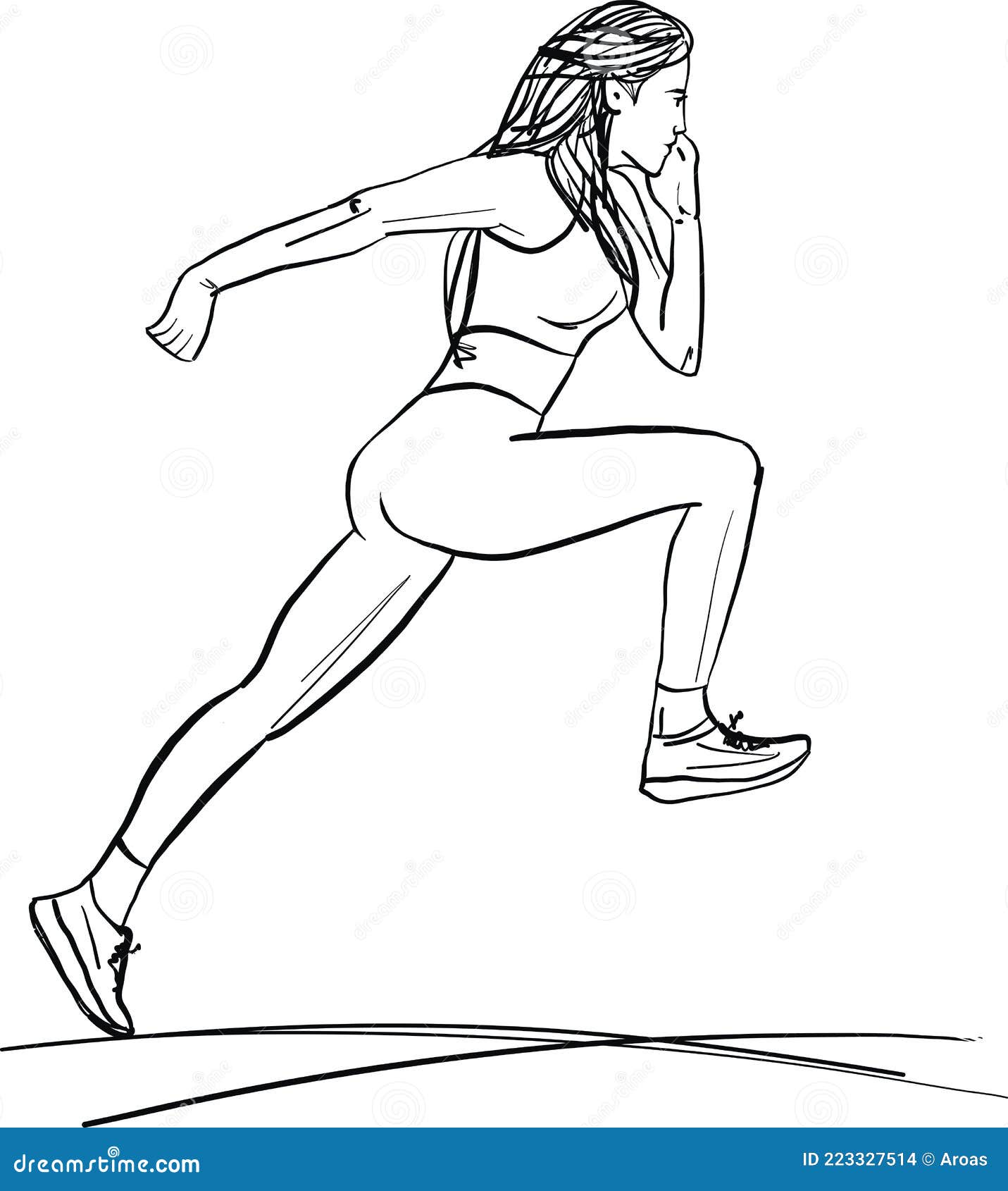Female runner sketch stock vector. Illustration of sketch - 223327514