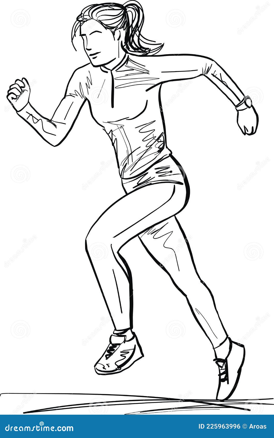 Female runner sketch stock vector. Illustration of female - 225963996