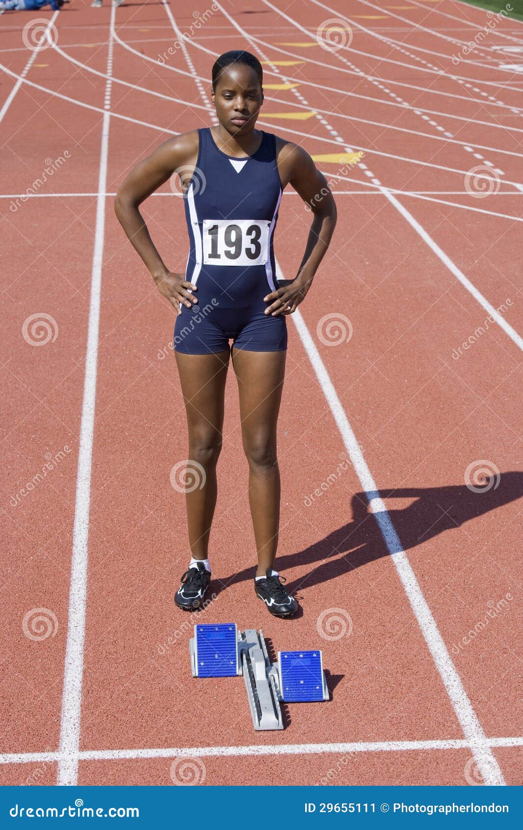 Female Runner at Starting Block Stock Image - Image of challenge ...