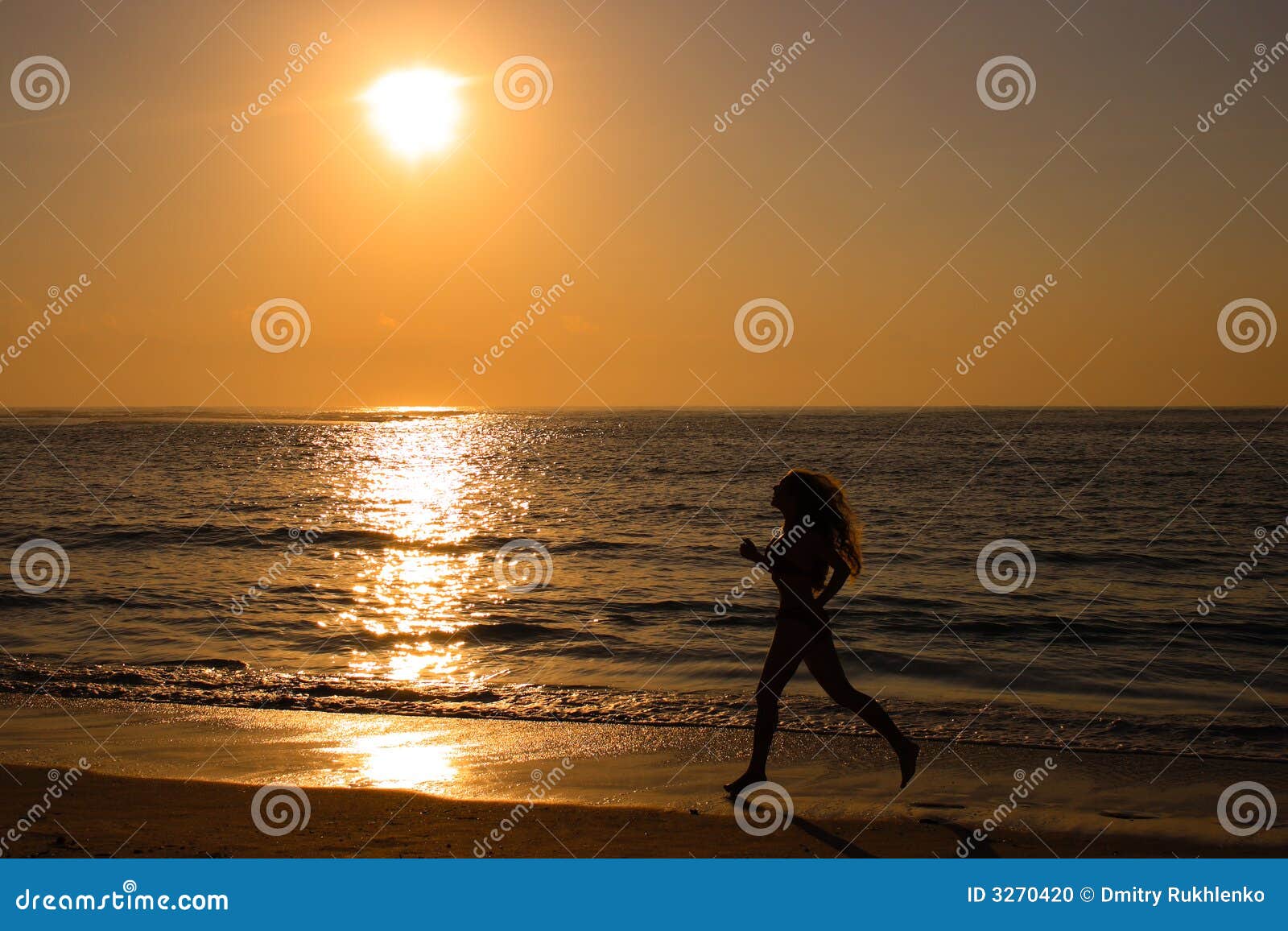Female Running Along the Beach Stock Photo - Image of reflection ...