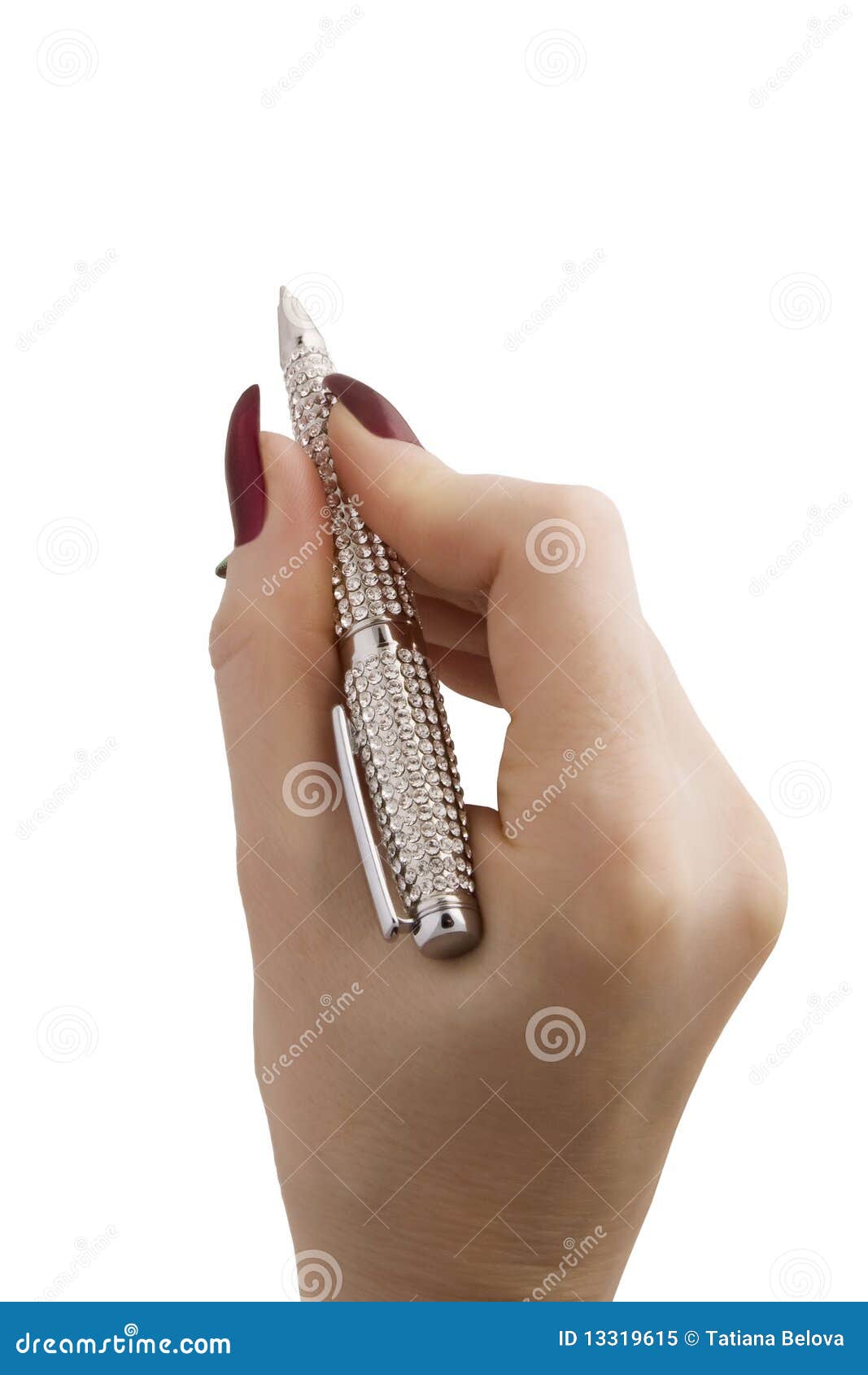 Female s hand holding pen stock image. Image of womanly - 13319615