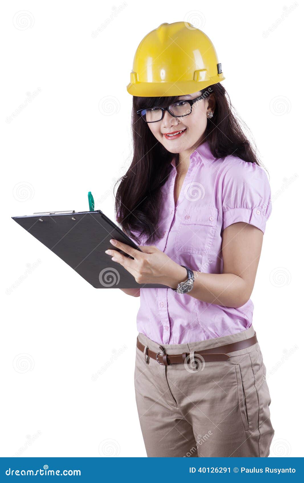 Female safety inspector stock image. Image of helmet - 40126291