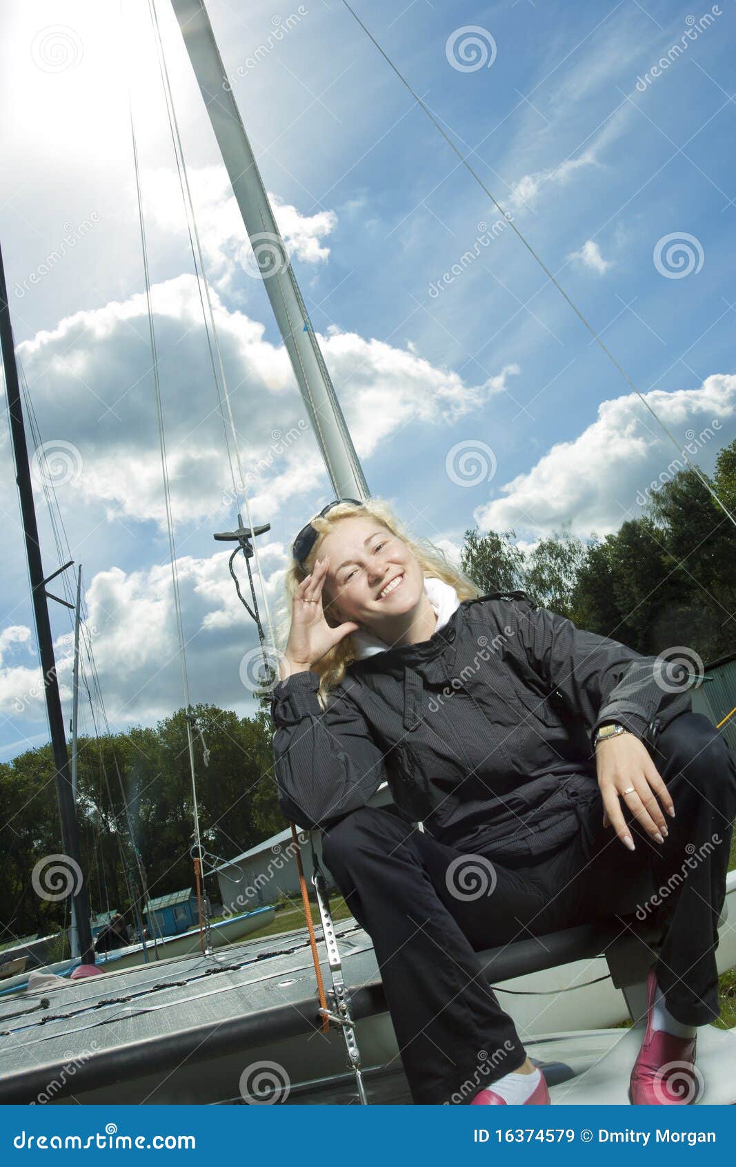 Female sailor stock image. Image of positive, blond, mast - 16374579