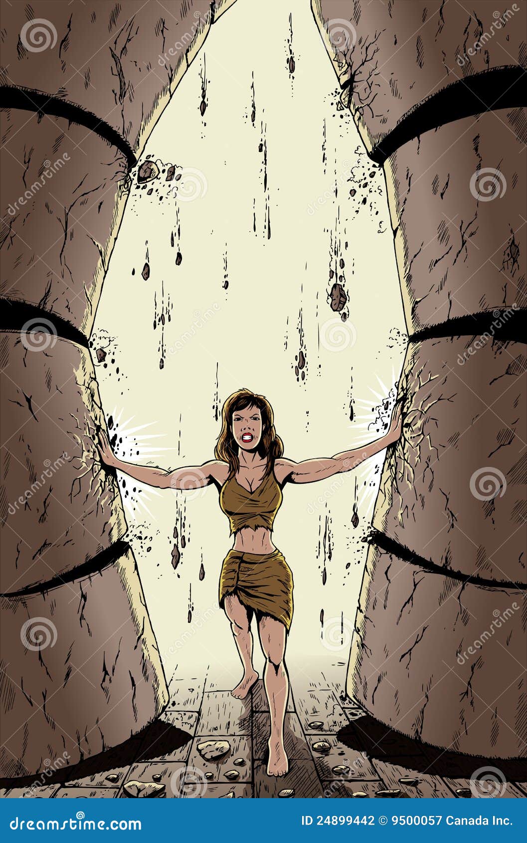 Samson Pushing The Temple Columns Pillars Cartoon Vector ...