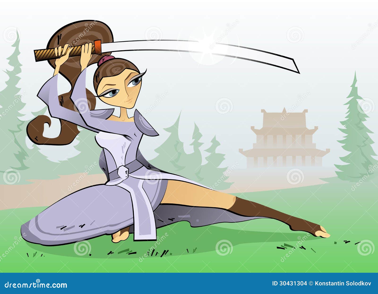 Female Samurai Vector Illustration | CartoonDealer.com #30431304