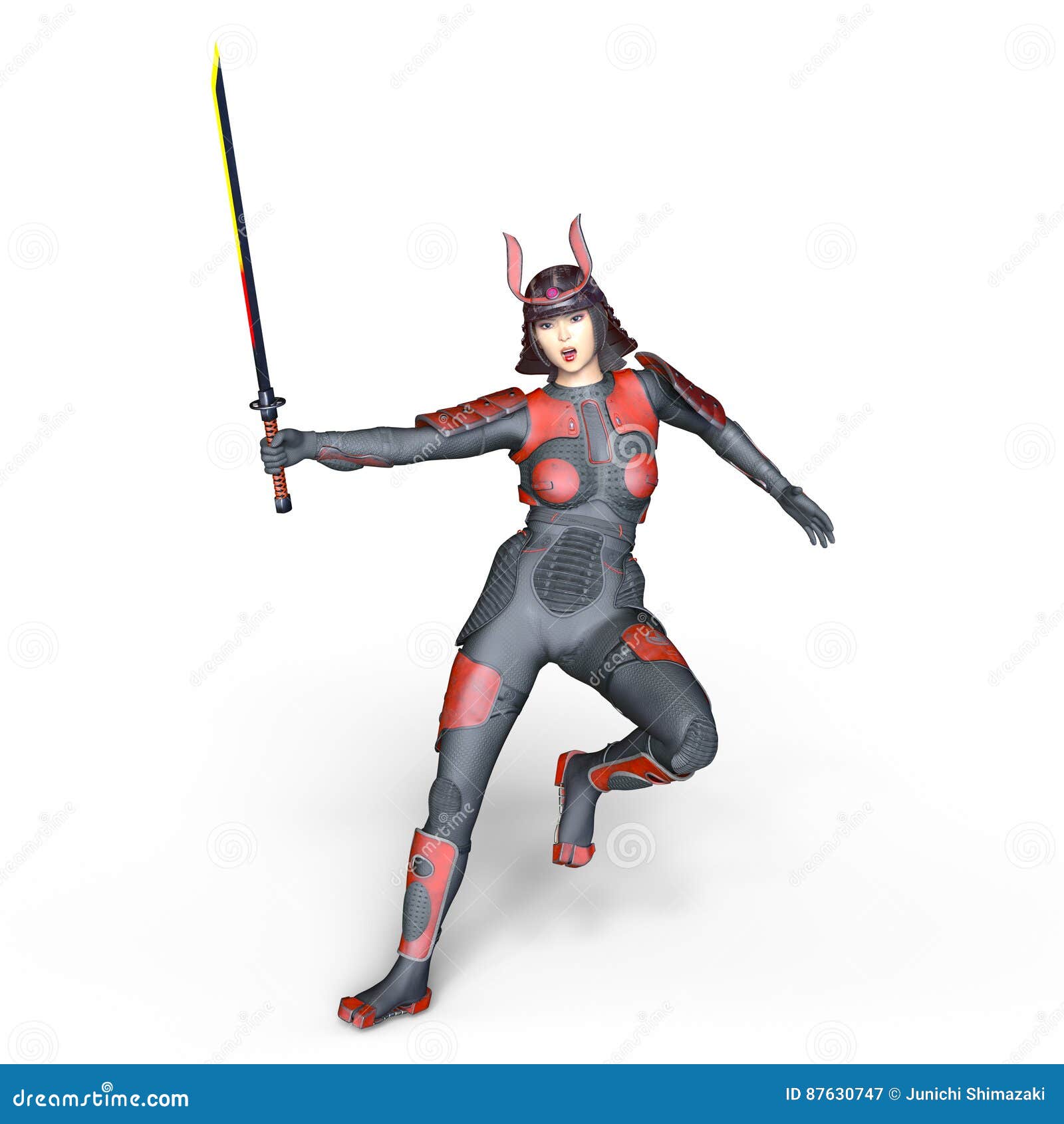 Female samurai warrior stock illustration. Illustration of woman - 87630747