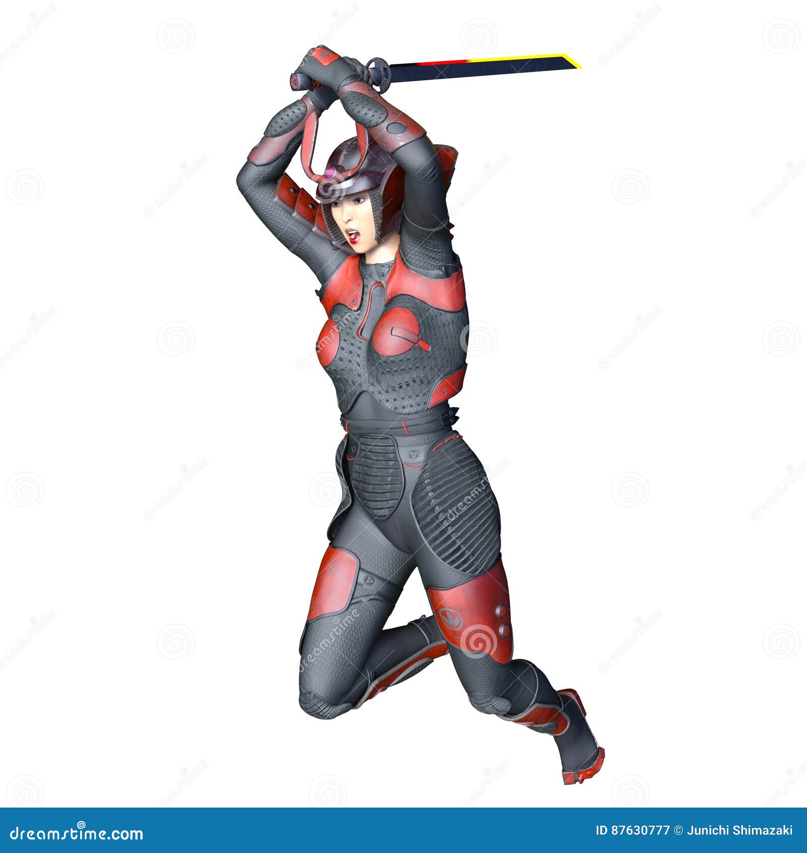 Female samurai warrior stock illustration. Illustration of armor - 87630777