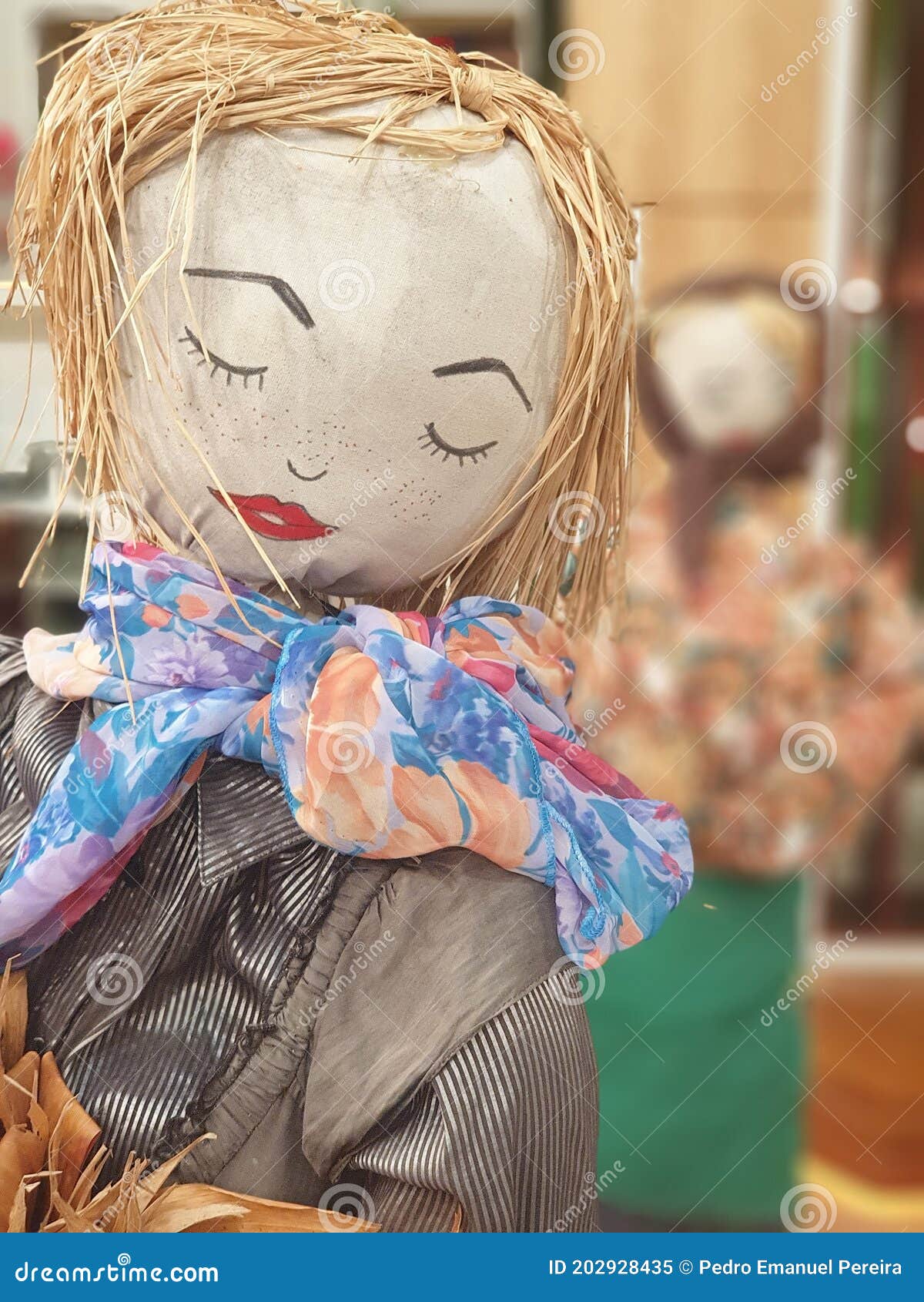 Female Scarecrow Face with Blur on the Right Side. Stock Image - Image ...