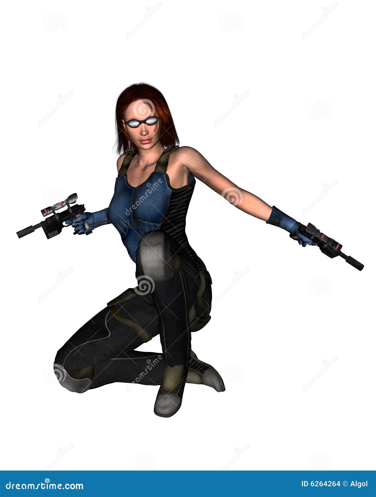 Female Sci-Fi Mercenary - 2 Stock Illustration - Illustration of render ...