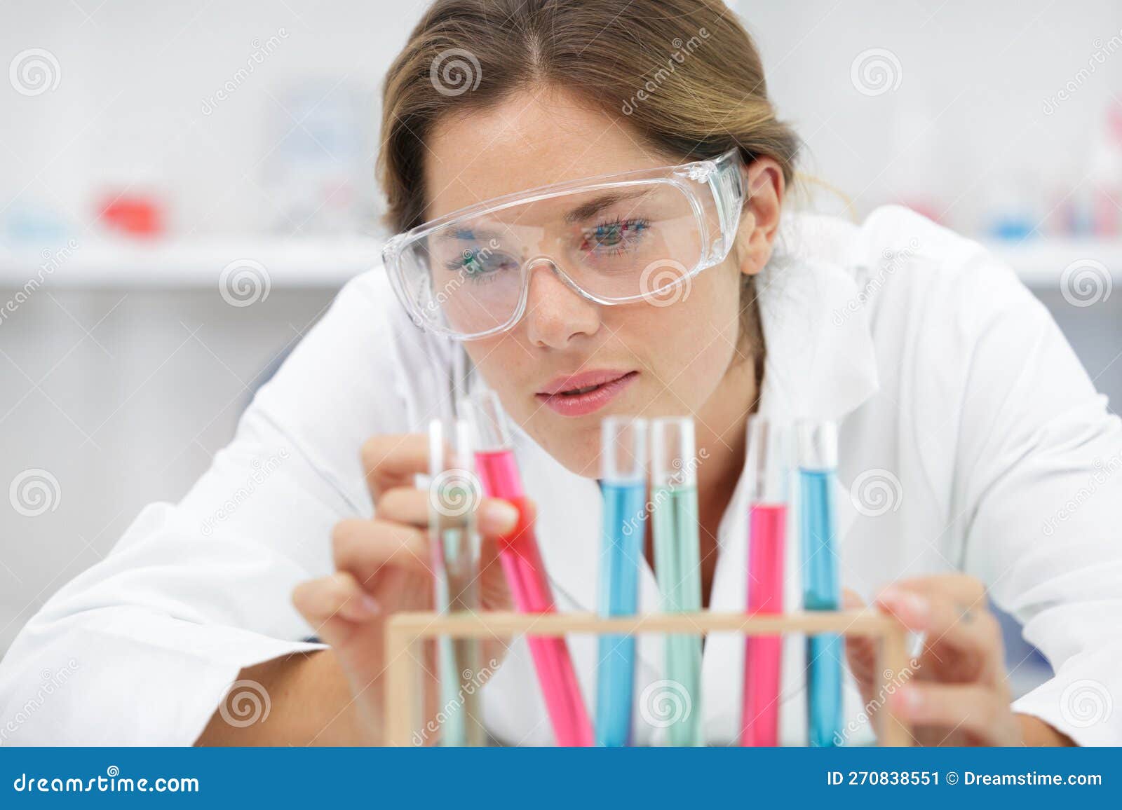 Rack With Test Tubes, Laboratory Glassware, With Colorful Chemical ...