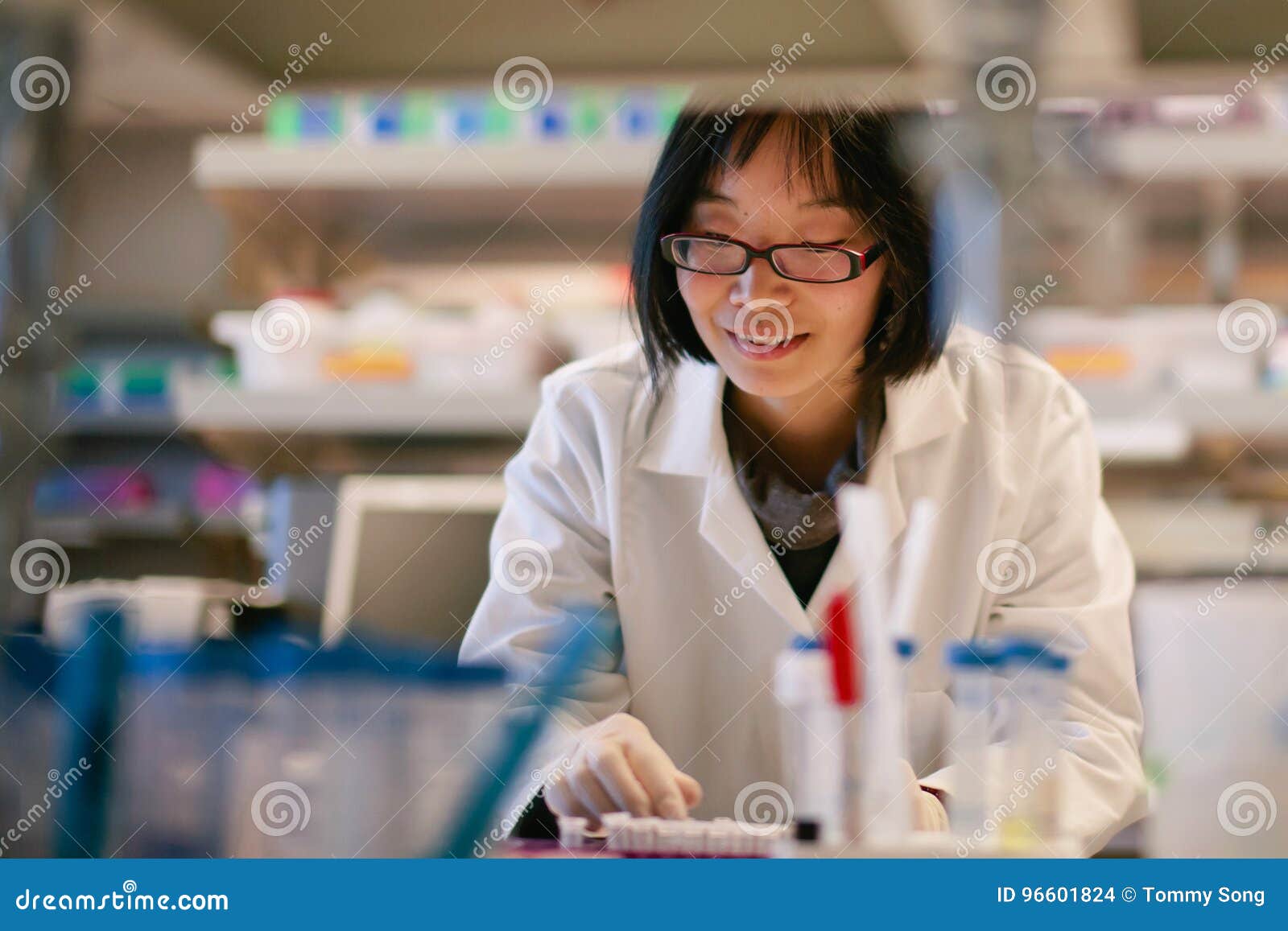 Female Scientist at a Biomedical Laboratory Stock Photo - Image of ...
