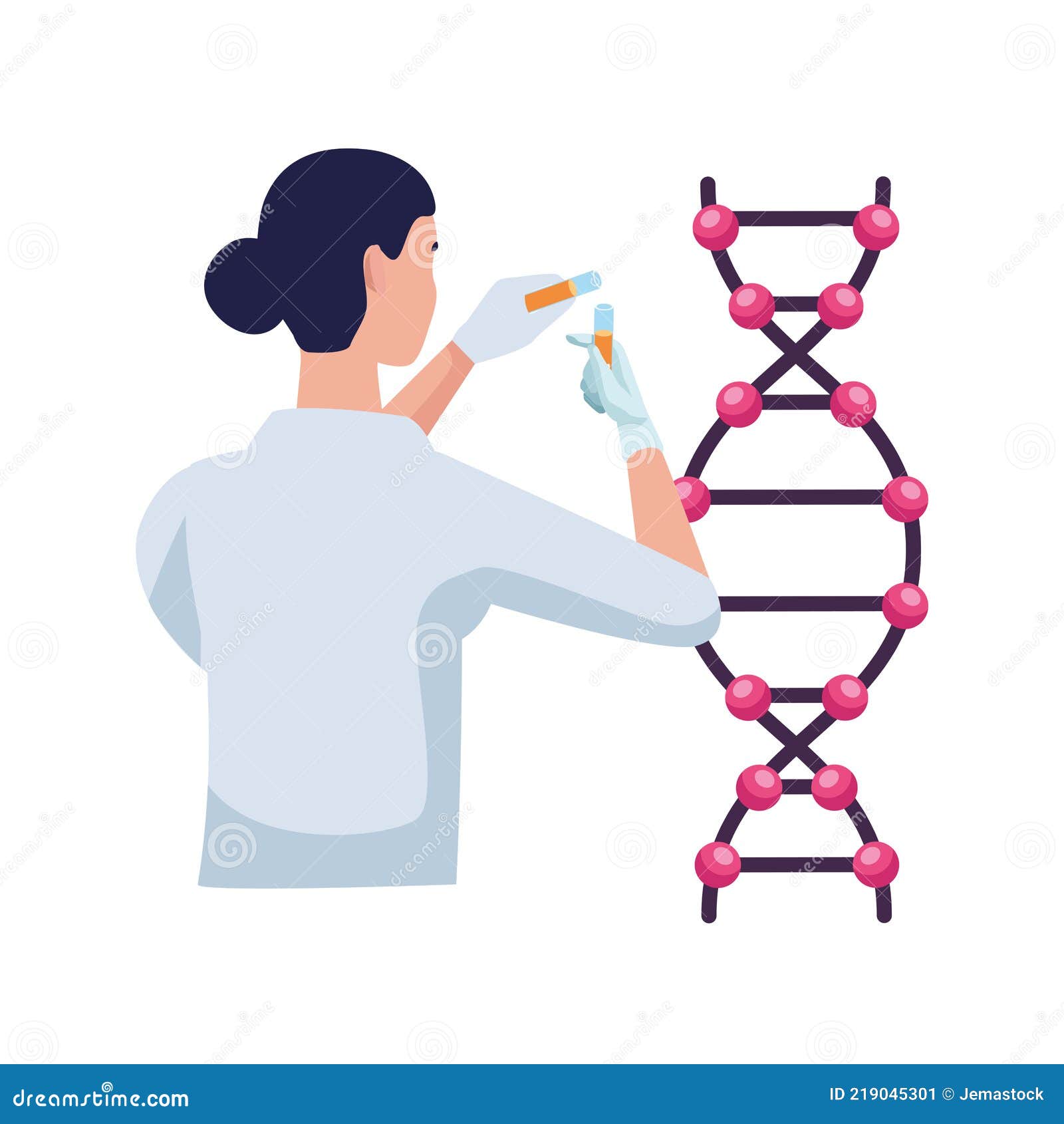 Female scientist with dna stock vector. Illustration of character ...