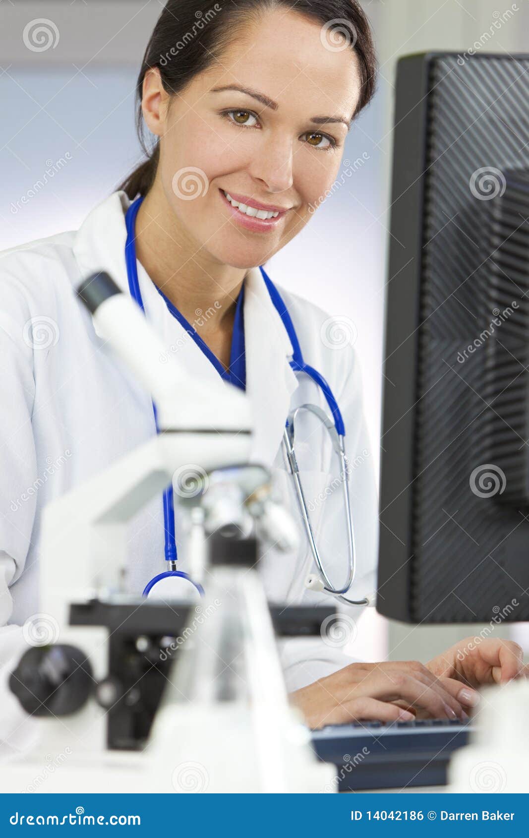 Female Scientist Doctor and Computer in Laboratory Stock Photo - Image ...