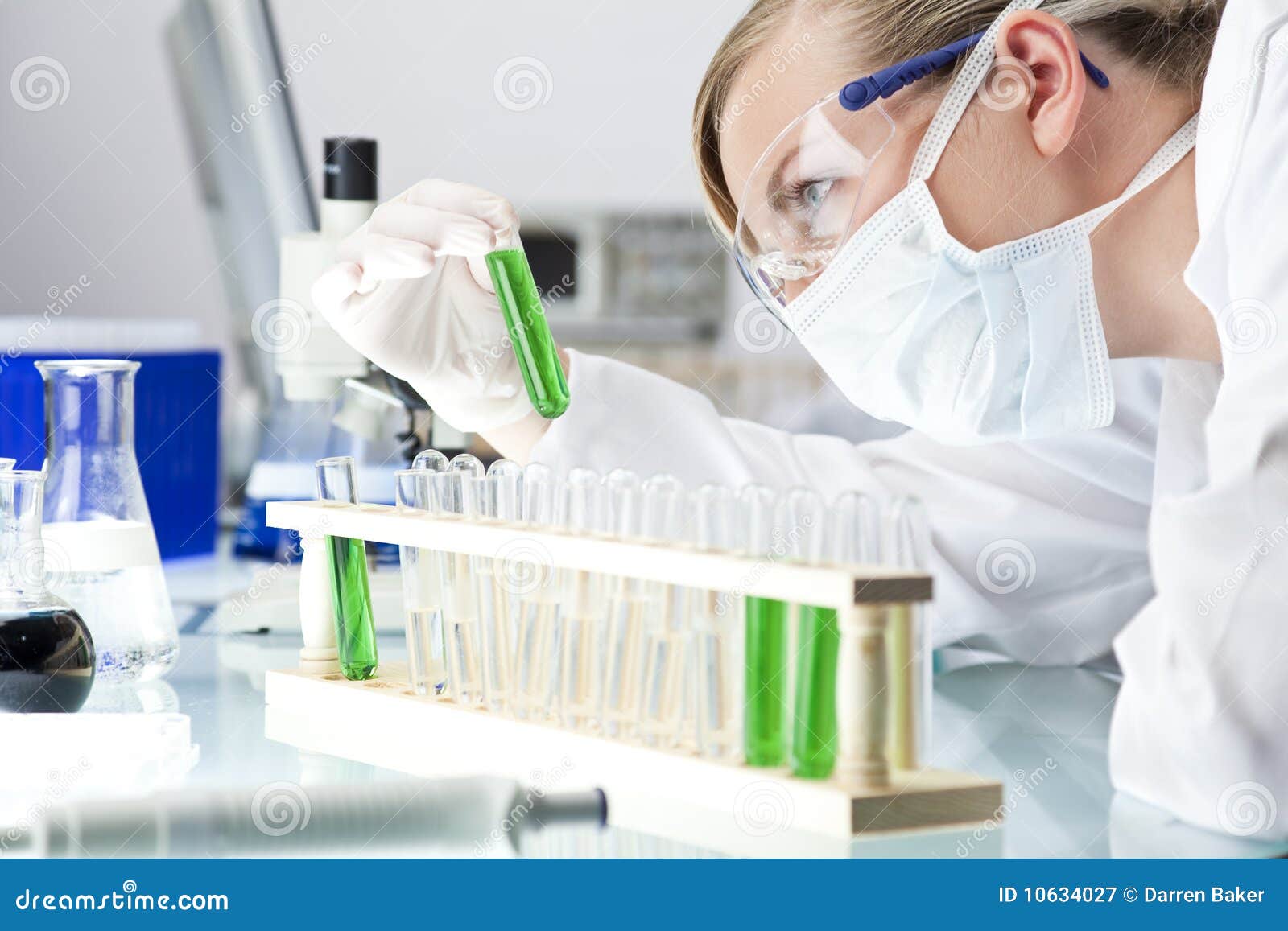 Female Scientist or Doctor in Laboratory Stock Image - Image of green ...