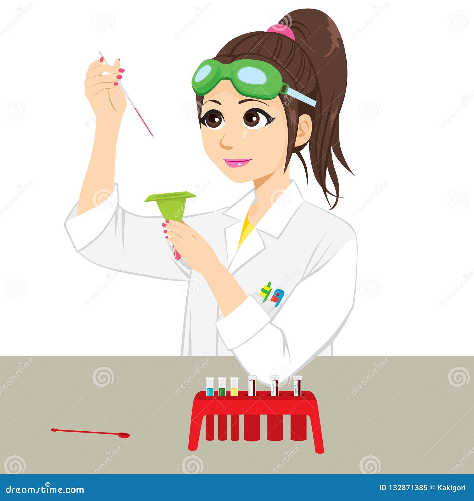 Female Scientist Experiment Stock Vector - Illustration of chemist ...