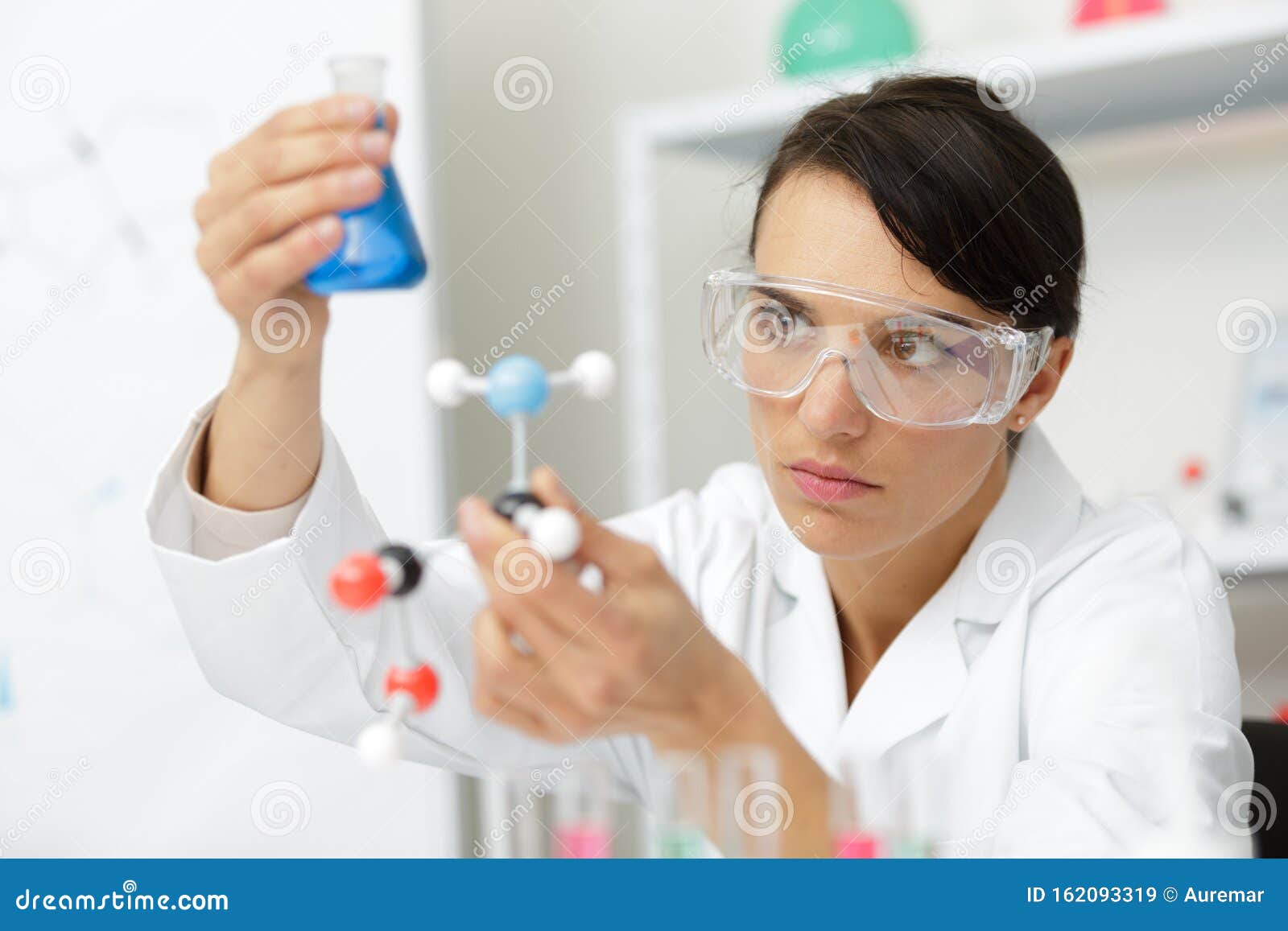 Female Scientist Looking at Dna Chain Stock Image - Image of chemical ...