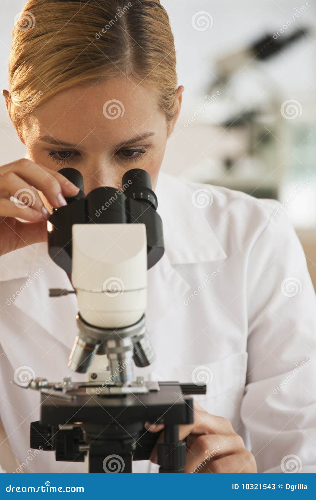 Female Scientist with Microscope Stock Image - Image of college, eyes ...
