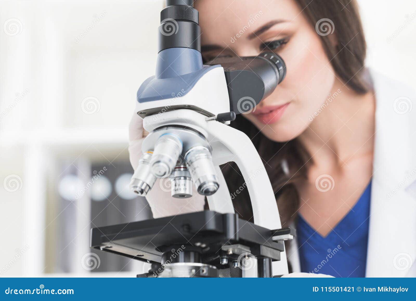 Female Scientist with Microscope Stock Image - Image of laboratory ...