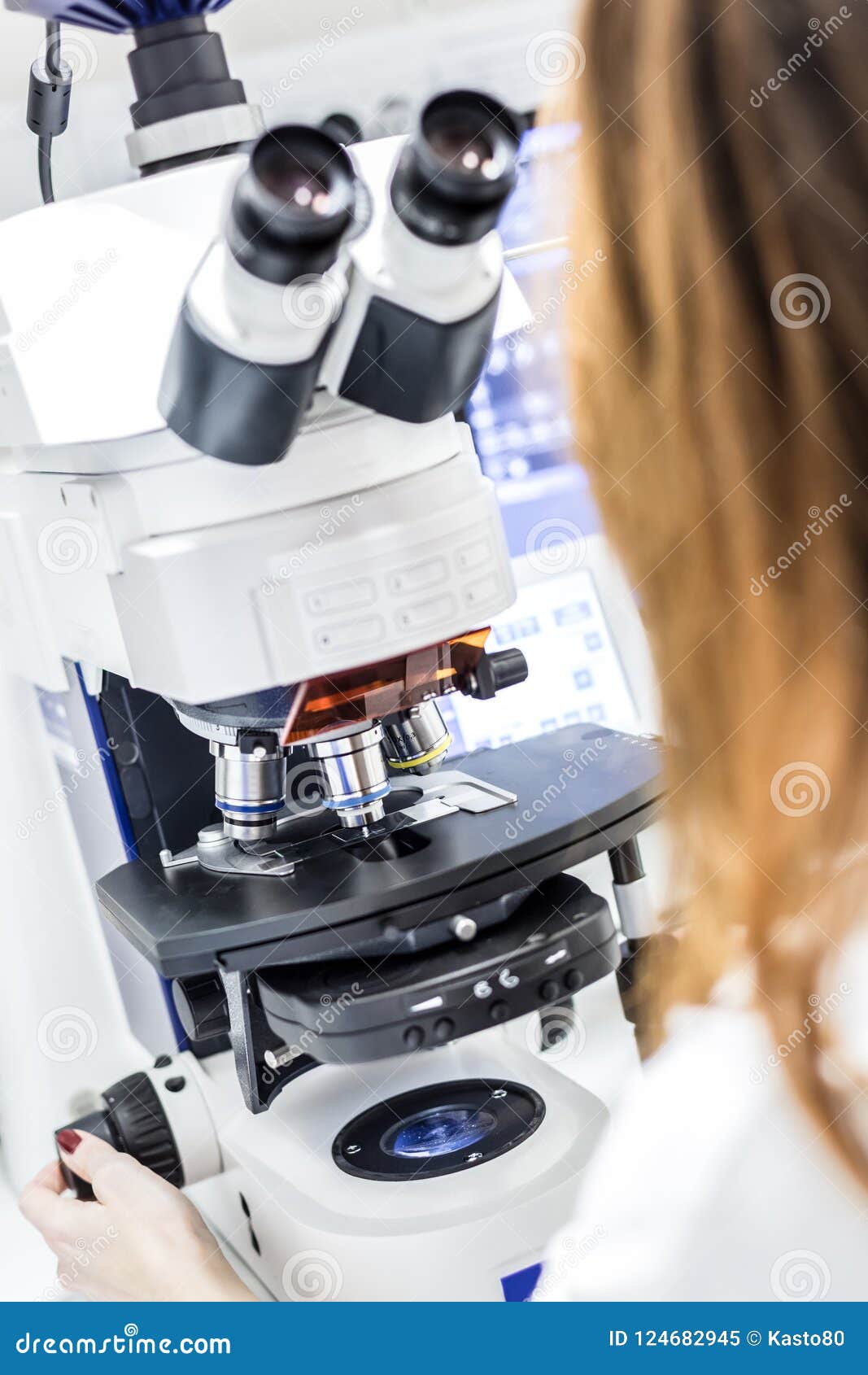 Helth Care Professional Microscoping on Hi-tec Fluorescent Microscope ...