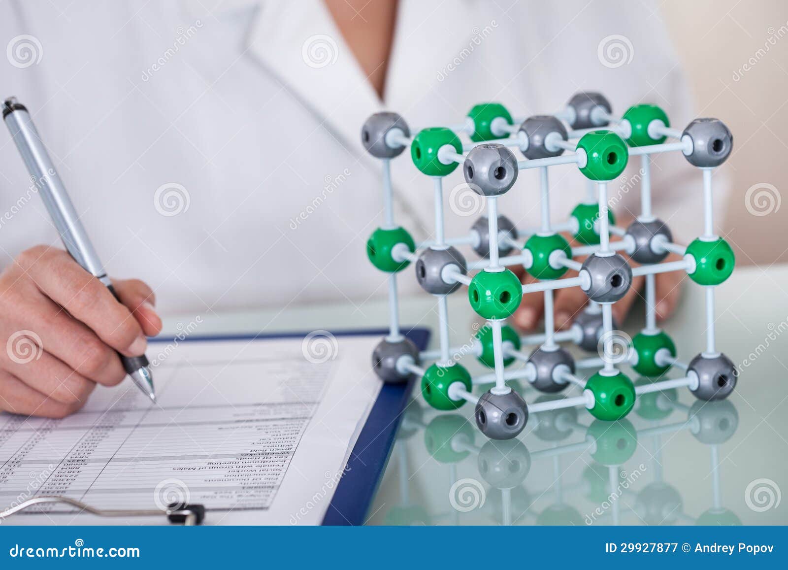 Female Scientist Writing on Notepad Stock Image - Image of crystal ...