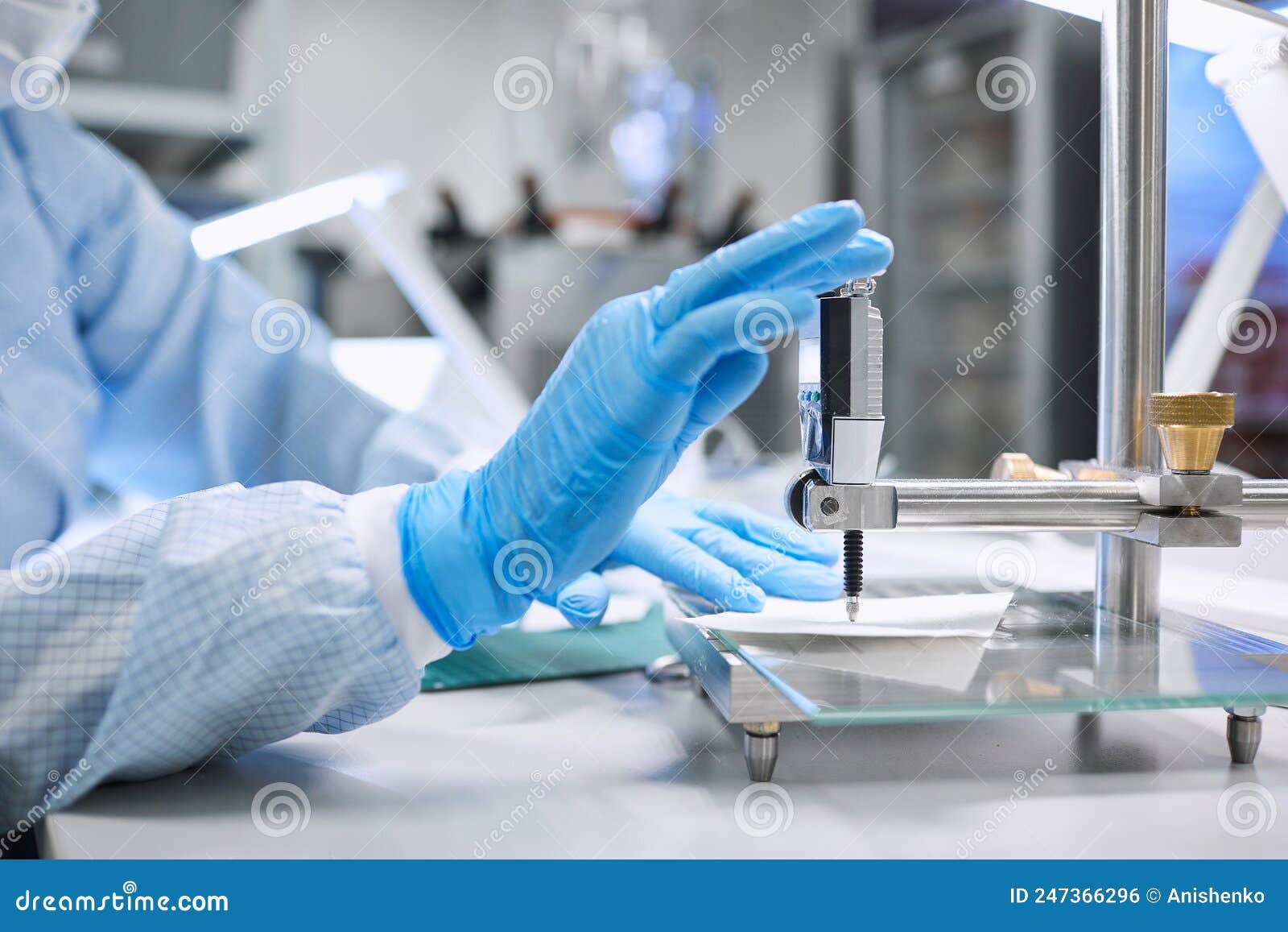 A Female Scientist Takes Measurements in the Laboratory Stock Photo ...