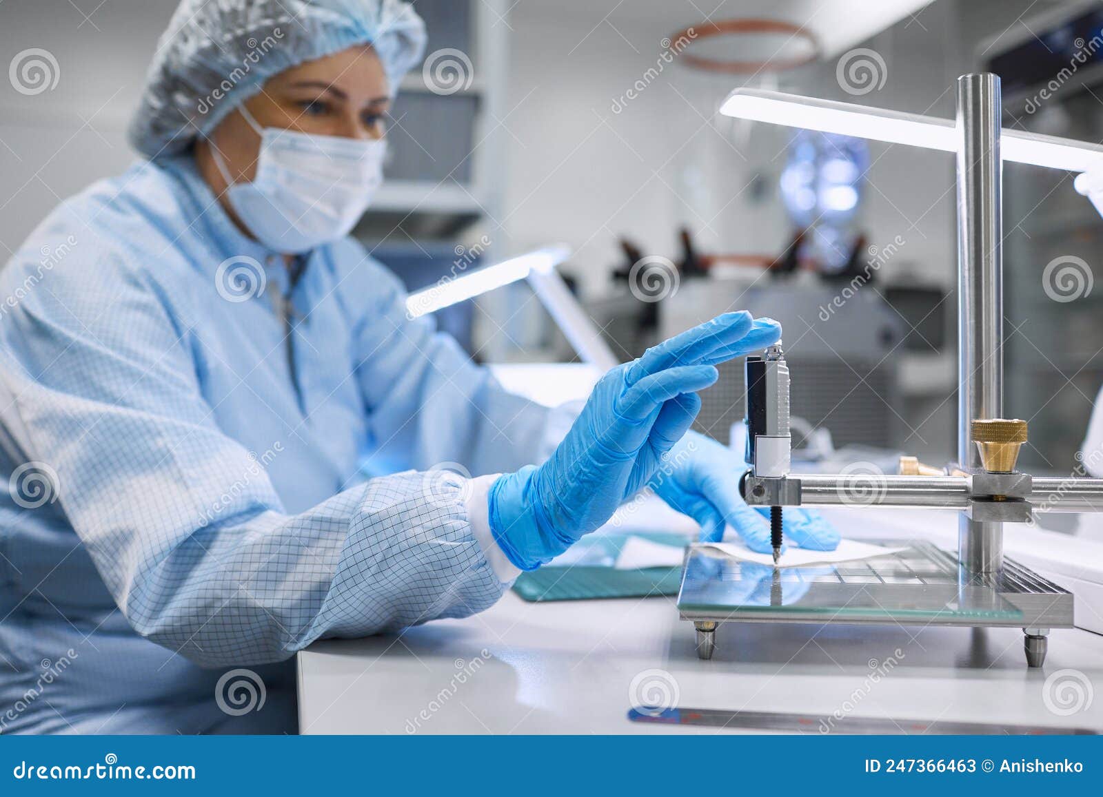 A Female Scientist Takes Measurements in the Laboratory Stock Image ...