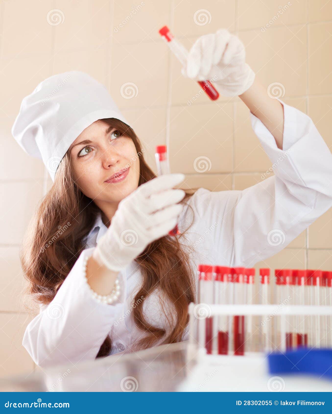 Female Scientist with Test Tubes Stock Image - Image of biotechnology ...