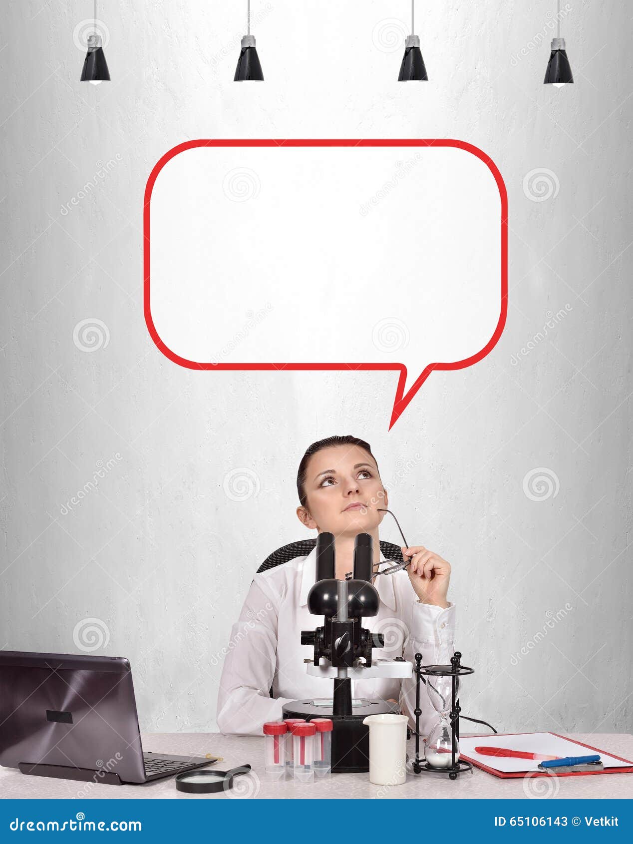 Female scientist thinking stock image. Image of doctor - 65106143