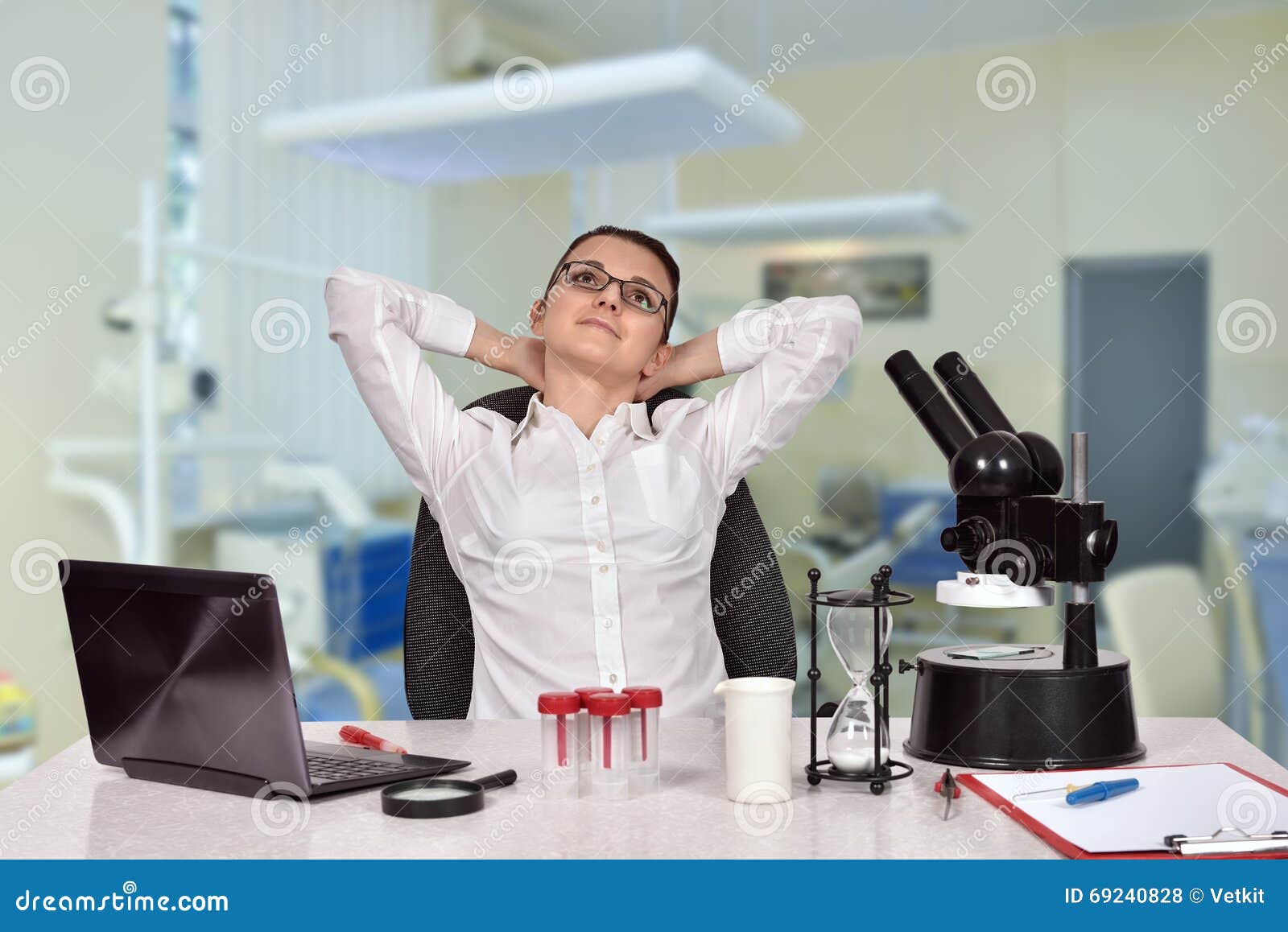 Female scientist thinking stock photo. Image of biology - 69240828