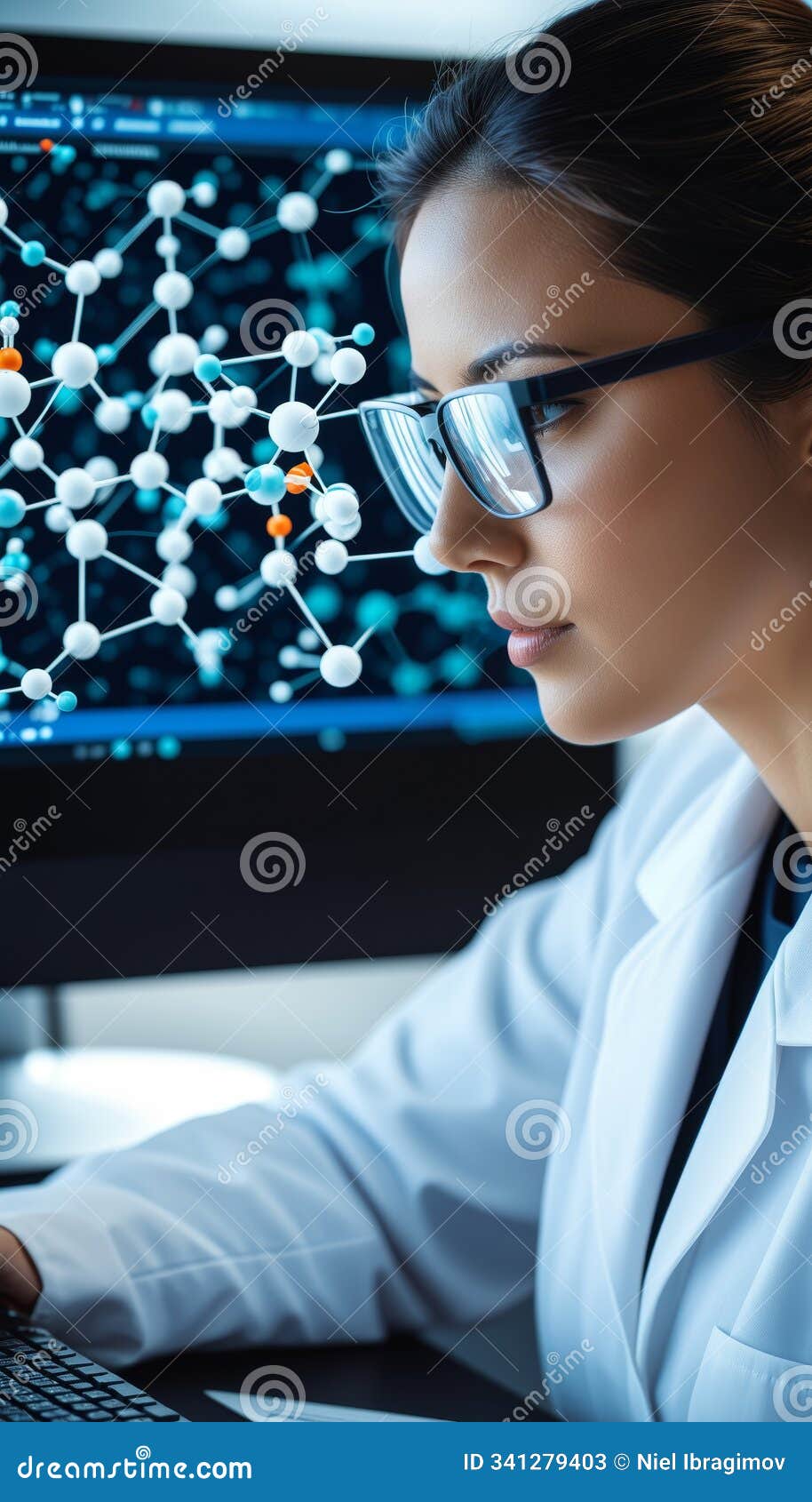 Female Scientist Using AI stock image. Image of scientist - 341279403