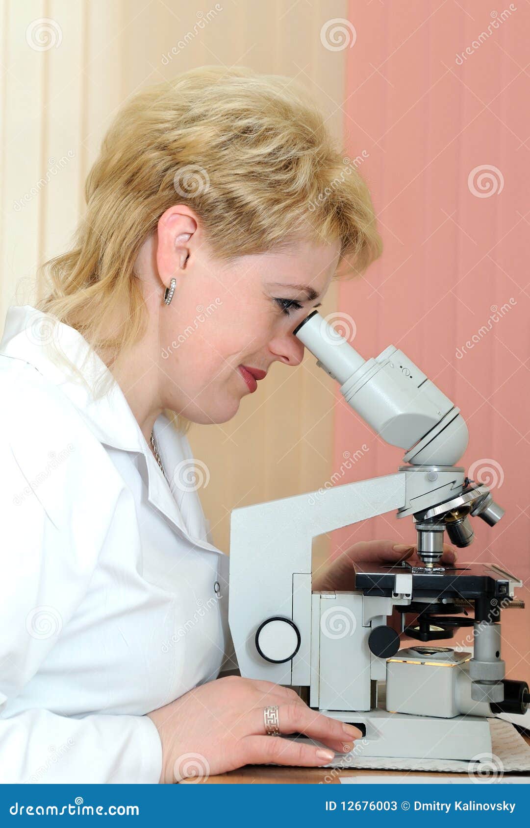 Female Scientist Using Microscope Stock Image - Image of examining ...