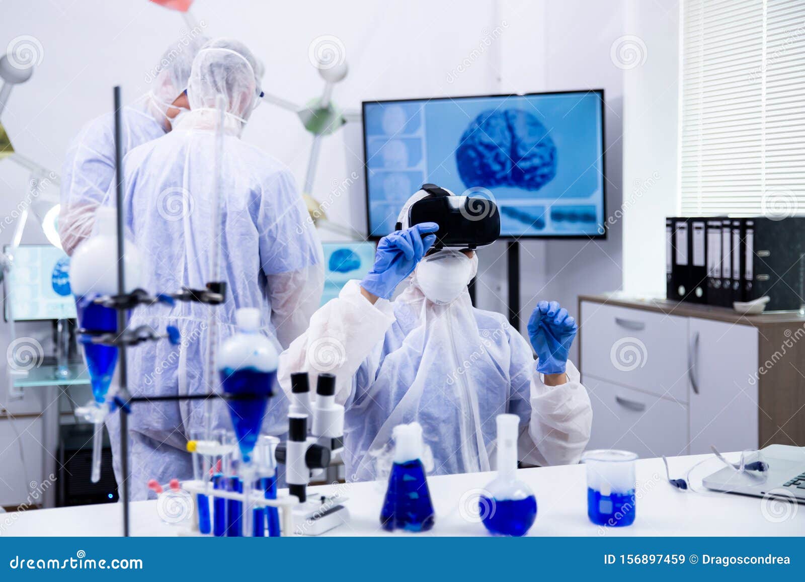 Female Scientist Using Virtual Reality Simulation for Scientific ...
