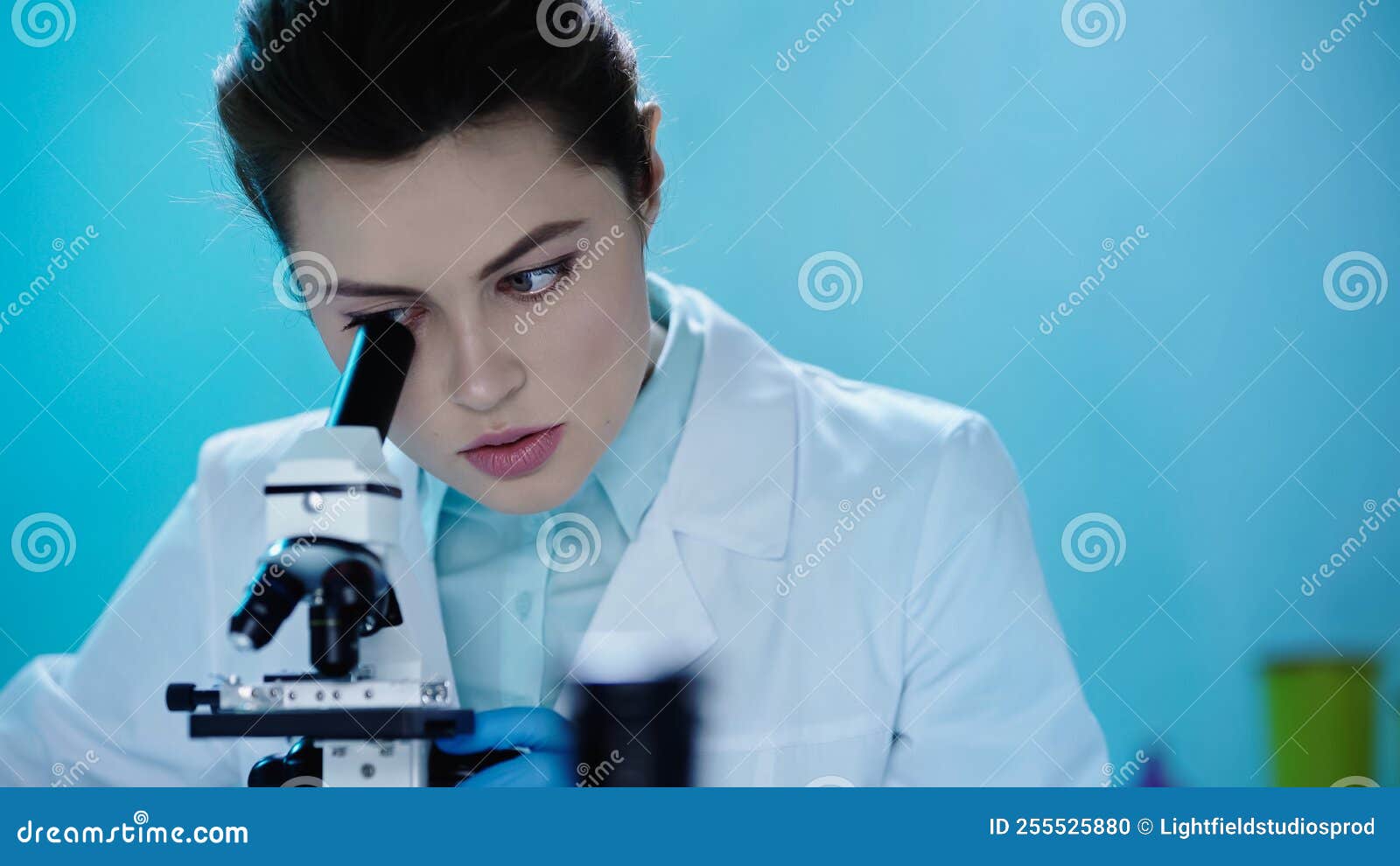 Female Scientist in White Coat Looking Stock Photo - Image of medicine ...