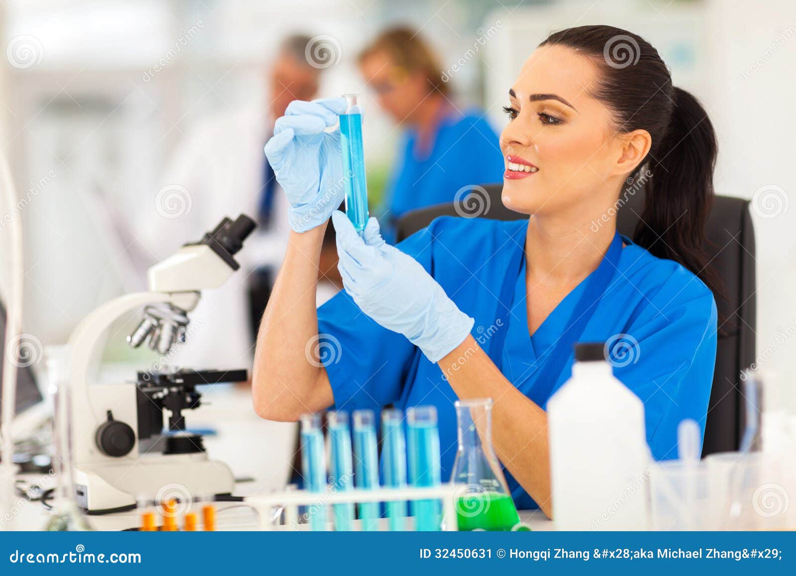Female scientist working stock image. Image of caucasian - 32450631