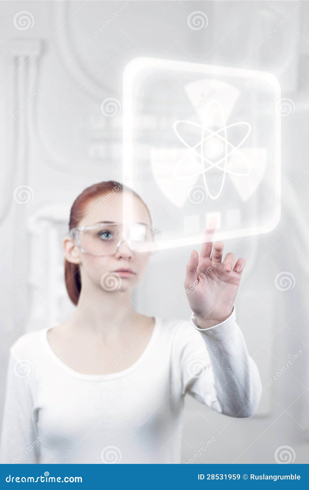 Female Scientist Working in the Futuristic Stock Image - Image of ...