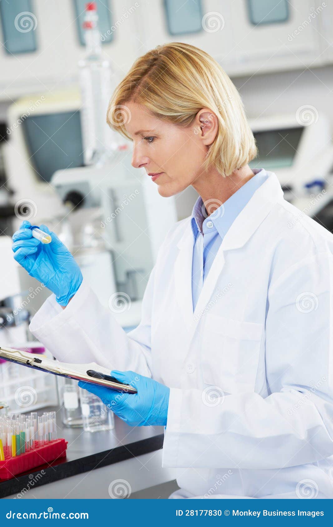 Female Scientist Working in Laboratory Stock Photo - Image of research ...
