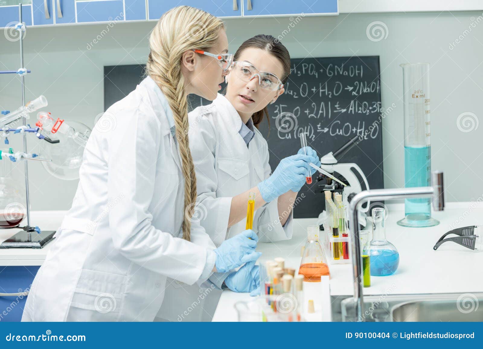 Female scientists in lab stock photo. Image of chemists - 90100404
