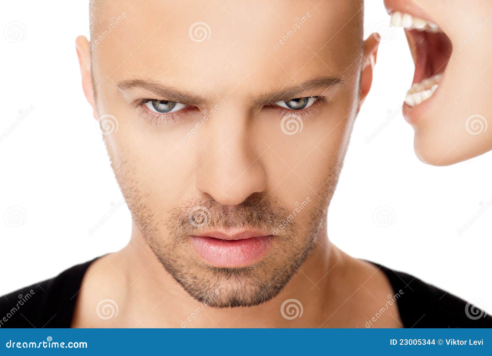Female Screaming at Male Ear Stock Photo - Image of women, yell: 23005344