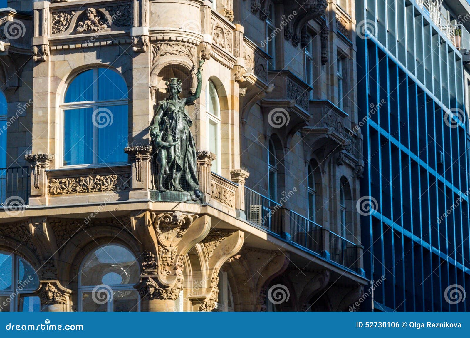 Female Sculpture on the Corner of Building Stock Photo - Image of ...