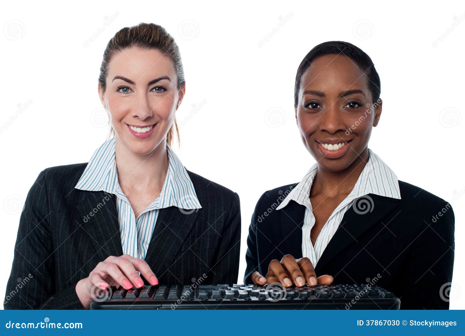 Female Secretaries Typing in Keyboard Stock Photo - Image of manager ...