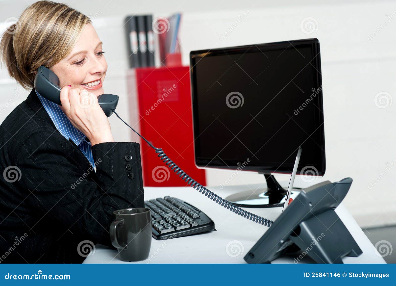 Female Secretary Answering Bosses Call Stock Photo - Image of lady ...