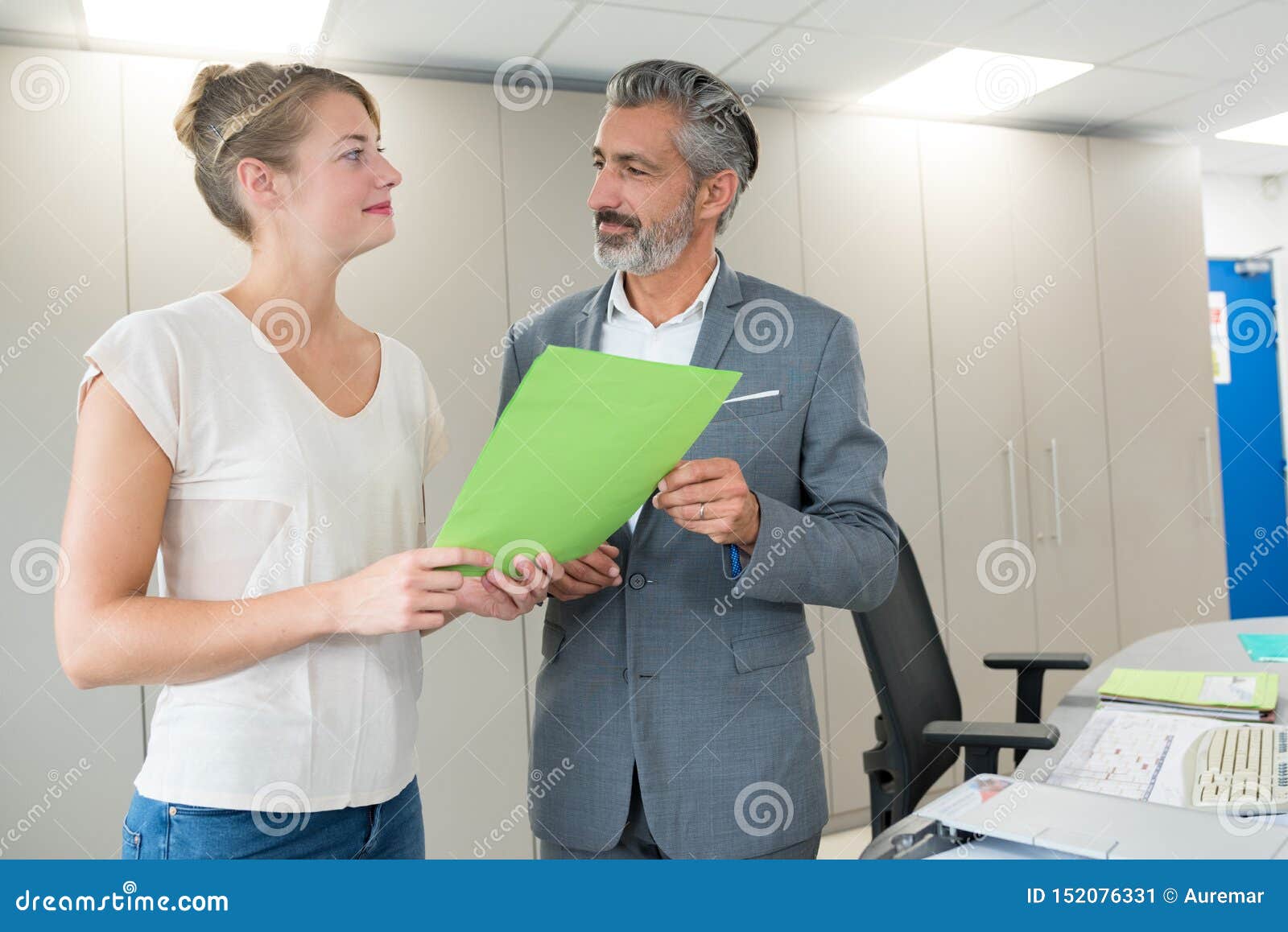 Female secretary and boss stock image. Image of employee - 152076331